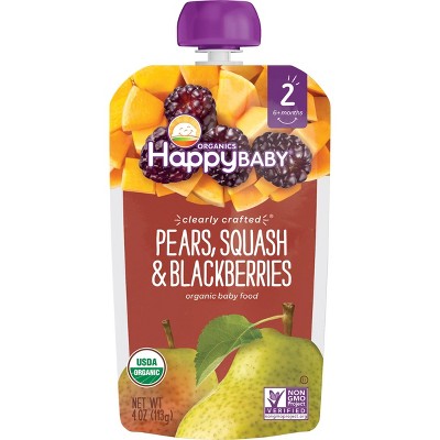 Happybaby Clearly Crafted Pears Squash & Blackberries Baby Food - 4oz ...