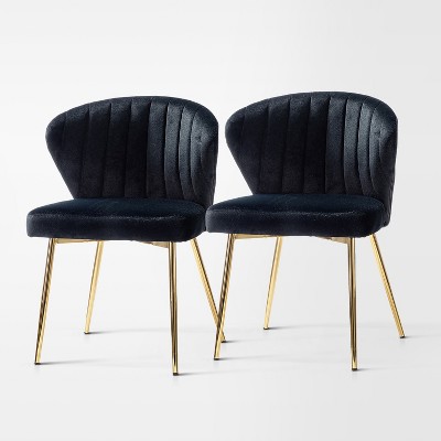 Isaac Velvet Accent Dining Chair Set Of 2 | Karat Home - Black : Target