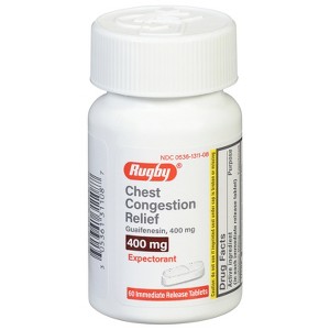 Rugby 400 mg Chest Congestion Relief Tablets Guaifenesin Expectorant ...