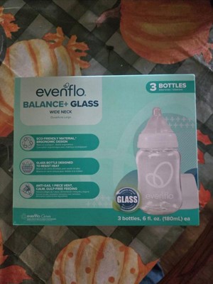 Evenflo 3pk Balance Wide-Neck Anti-Colic Baby Bottles Glass - 6oz : Target
