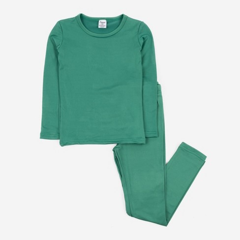Leveret Kids Two Piece Thermal Pajamas Solid Green 6 Year : Target