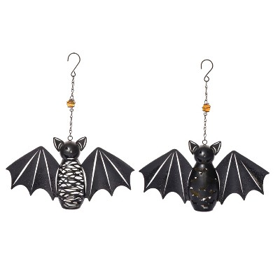 Transpac Metal Light Up Hanging Bat Decor W/punch Set Of 2 Halloween ...