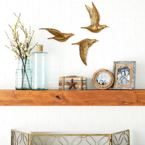 Resin Bird Metallic 3d Sculpted Wall Decor Set Of 3 Gold - Olivia & May ...