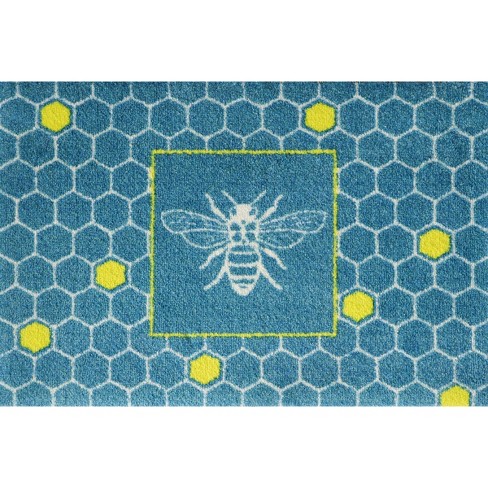 2'x3' Colorstar Bee Hex Door Mat Teal - Bungalow Flooring : Target