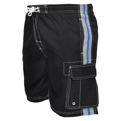 Falcon Bay Men's Rick's Cafe Cargo Pocket Side Panel Swim Trunk | Black ...