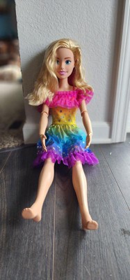 Barbie 28" Large Doll With Blond Hair And Rainbow Dress : Target