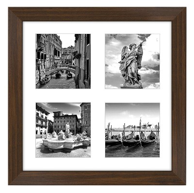 Americanflat 10x10 Collage Picture Frame In Walnut With Four 4x4 Inch ...