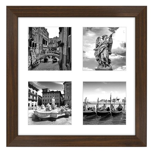 Americanflat 10x10 Collage Picture Frame In Walnut With Four 4x4 Inch ...