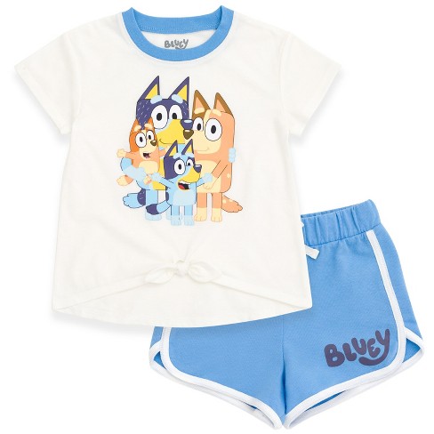 Bluey Girls T-shirt And Dolphin Active French Terry Shorts Outfit Set ...