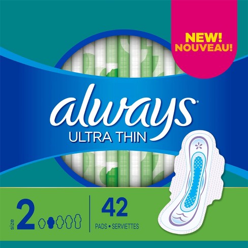 Always Long Absorbency Unscented Ultra Thin Pads With Wings - Size 2 ...