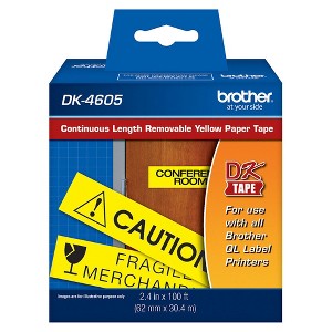 Brother DK4605 2.4 in x 100 ft (62 mm x 30.4 m) Black on Yellow ...