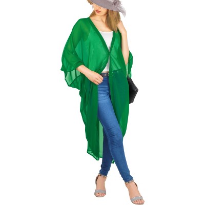 La Leela Women's Open Front Beach Solid Sheer Button Down Swimwear ...