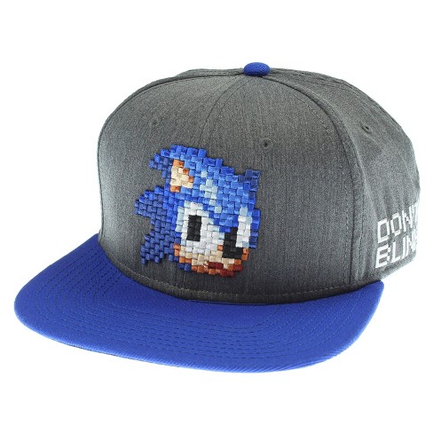 Sonic The Hedgehog Hat - Sonic Pixel Face Adjustable Snapback Hat Cap ...