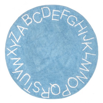 Nuloom Kids Washable Round Alphabet Indoor Area Rug, Blue, 6' Round ...
