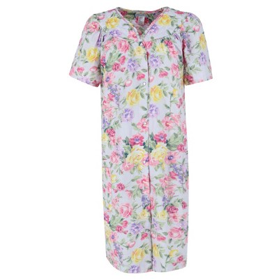 Elegant Emily Women's Floral Snap Front Duster Gown, 1x, Blue : Target