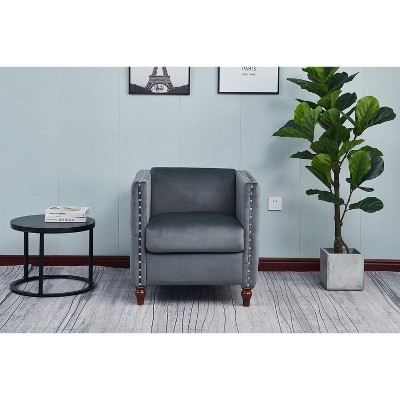 HomeStock 26.5 in.H Gray Finish Low Back Wood Frame Barstool Velvet ...
