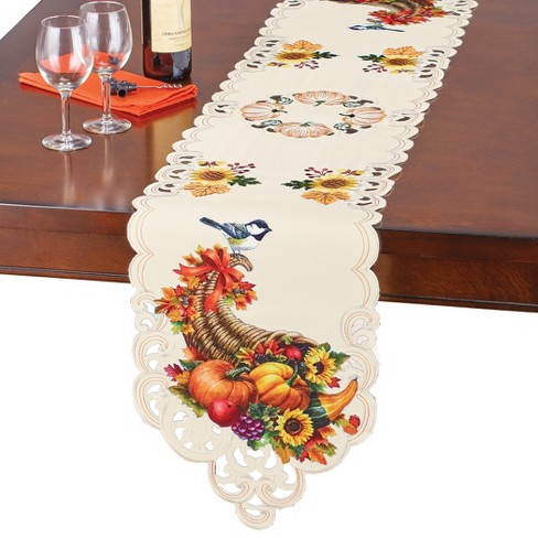 Collections Etc Horn Of Plenty Bountiful Fall Cornucopia Table Linens ...