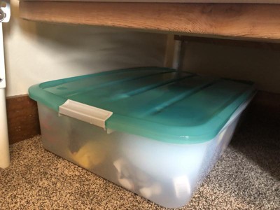 IRIS 40qt Underbed Plastic Storage Container with Lid and Buckles Clear ...