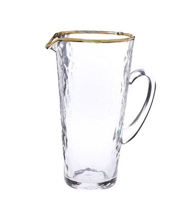 Classic Touch Pebble Glass Pitcher With Gold Rim With Handle : Target