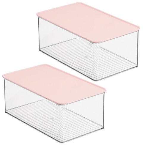 Mdesign Plastic Bathroom Stackable Storage Container Box With Lid, 2 ...