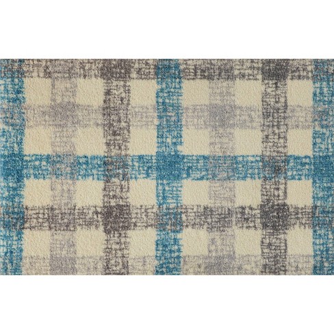 2'x3' Colorstar Sketch Plaid Door Mat Khaki - Bungalow Flooring: Indoor ...