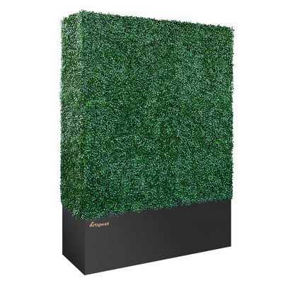 Artigwall Artificial Boxwood Hedge Dividing Wall with Black Stainless ...