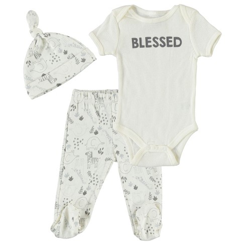 Chick Pea Gender Neutral Clothes Newborn Footed Pants Set With Hat ...