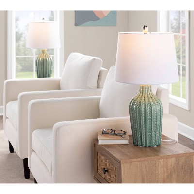 Lumisource Rockwell 23" Accent Lamps: Set Of 2, Sage Crackle, Polished ...