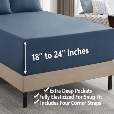 18"-24" Extra Deep Pocket, 4-piece Bed Sheets Set - Full, Denim : Target