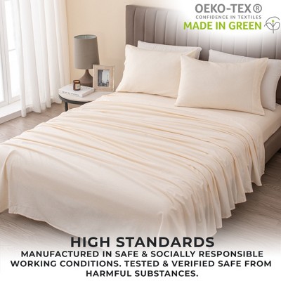 Great Bay Home Cotton Solid Flannel Sheet Set (queen, Pristine Ivory ...