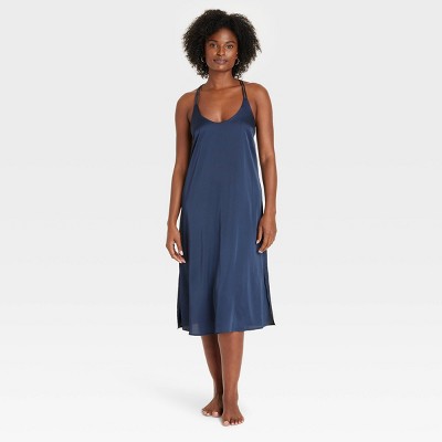 Women's Satin Chemise - Auden™ Navy Blue Xs : Target