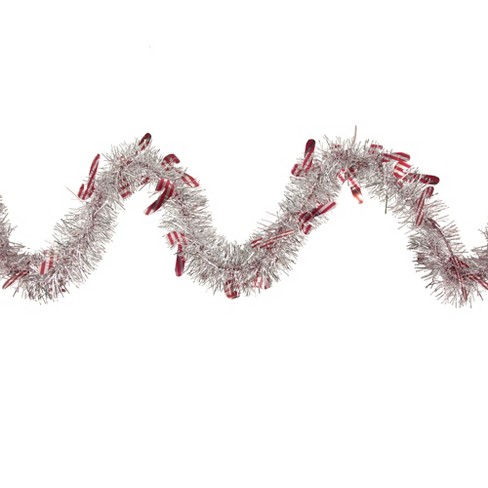 Northlight Christmas Candy Cane Commercial Wrapped Tinsel Garland - 50 ...