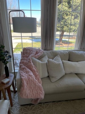 50"x60" Ruched Faux Fur Throw Blanket Slate Blue - Madison Park : Target