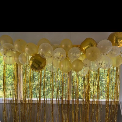 52ct Large Balloons Arch With Backdrop Gold/black - Spritz™ : Target
