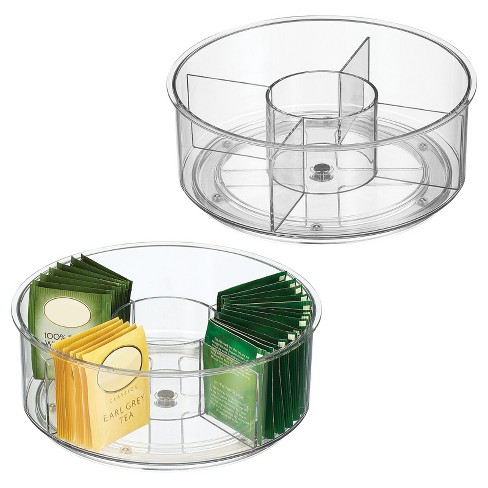 Mdesign Lazy Susan Divided Turntable Tea Bag Spinner For Kitchen : Target
