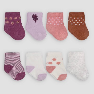 Touched By Nature Baby And Toddler Girl Organic Cotton Socks With Non ...