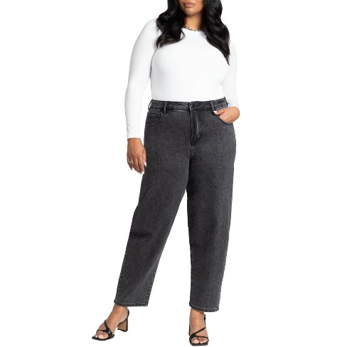 Eloquii Women's Plus Size Trouser Jean - 18, Washed Black : Target