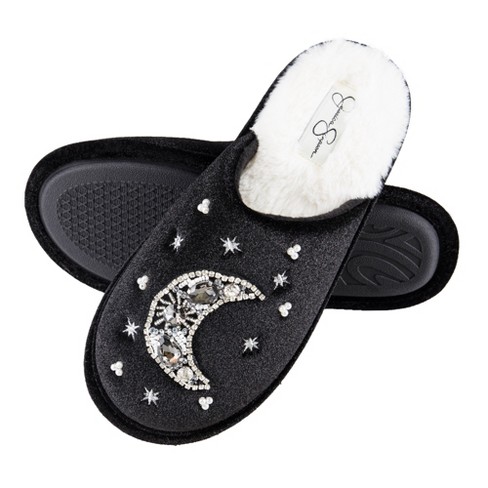 Jessica Simpson Women's Velour Slip-on Moon & Star Embellished Slipper ...