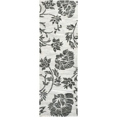 Soho Soh704 Hand Tufted Runner Contemporary Runner Rug - Grey/ivory - 2 ...