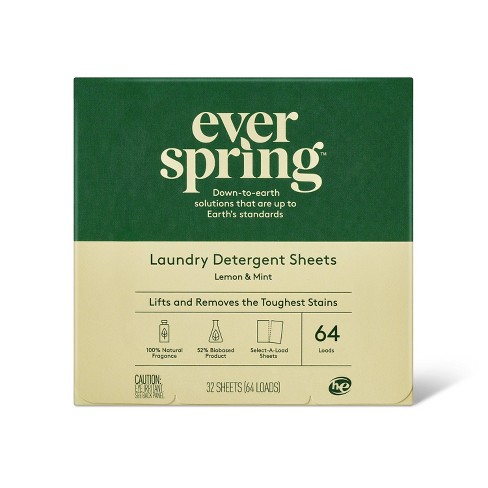 Lemon & Mint Laundry Detergent Sheets - 64 Loads - Everspring™ : Target