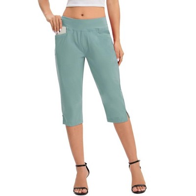 Capris For Women With Pockets Elastic Waist Dressy Casual Hiking Golf ...