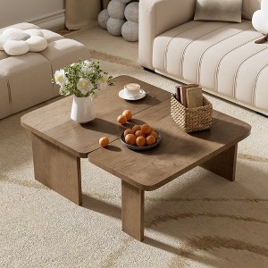 Xiyuyeu 2-piece Modern Rectangle Coffee Table With Splicing Design ...
