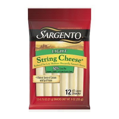 Sargento Reduced Fat Light Natural Mozzarella String Cheese - 12ct : Target