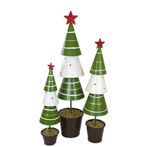 Ganz 14.5 Inch Three Tiered Metal Trees Stripes Star Polka Dots Tree ...