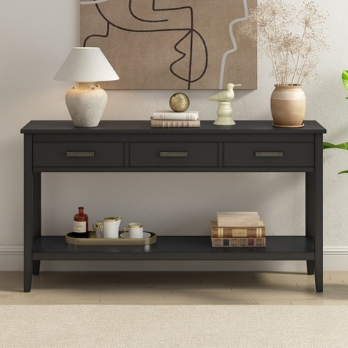 Contemporary 3-drawer Console Table With 1 Shelf, Entrance Table For ...