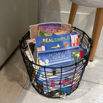 Large Round Wire Storage Basket With Handles Black - Hearth & Hand ...