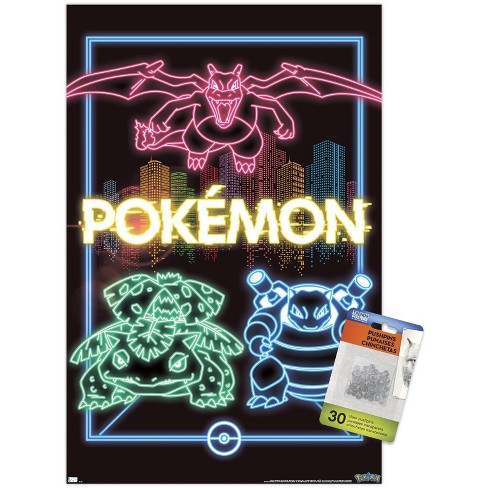 Trends International Pokémon - Neon Group Unframed Wall Poster Print ...