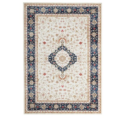 Vintage Rug For Living Room Soft Thin Rug Indoor Floral Print ...