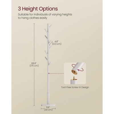 VASAGLE 8 Hooks Solid Wood Coat Rack Wood Hall Tree Coat Rack Stand ...