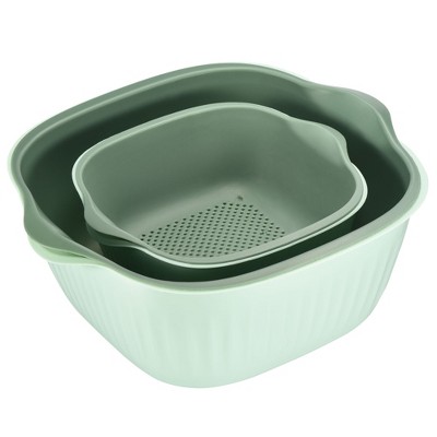 Unique Bargains Kitchen Colander Bowl Strainers Set Plastic Double ...